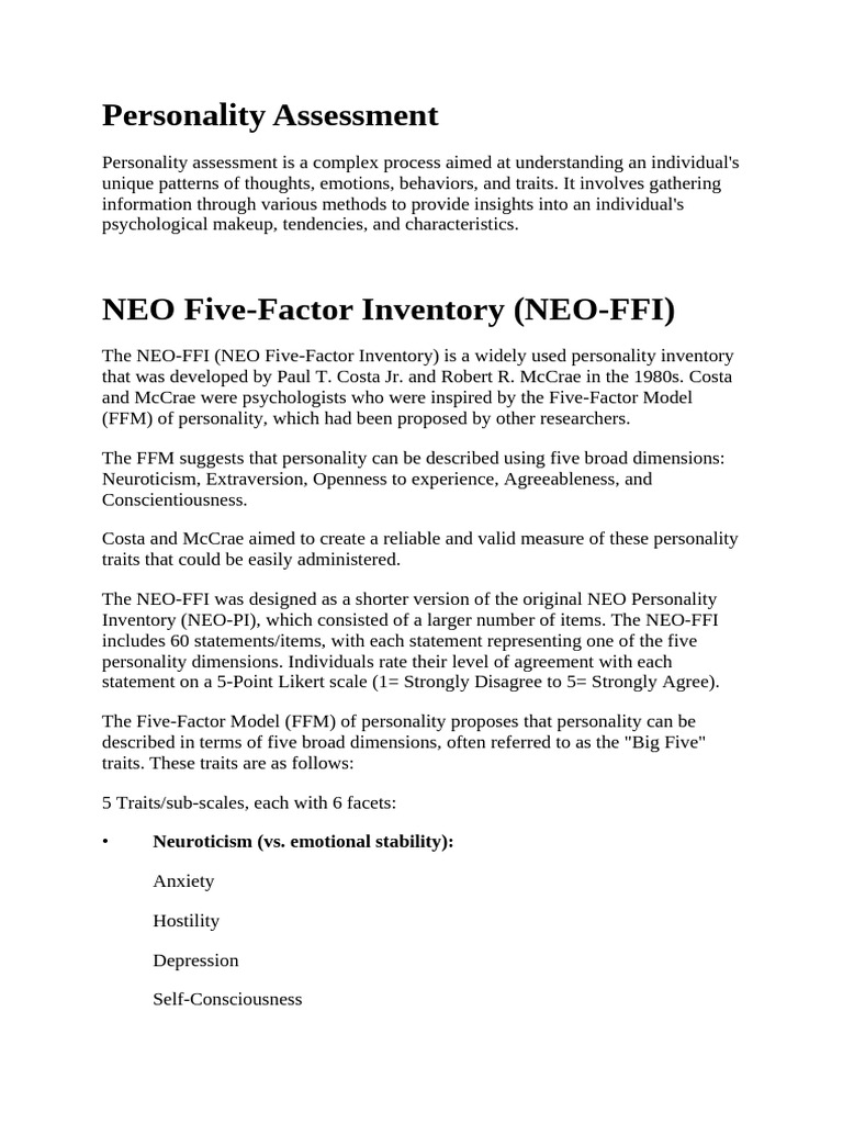 Good for Neo-ffi | PDF | Extraversion And Introversion | Psychotherapy