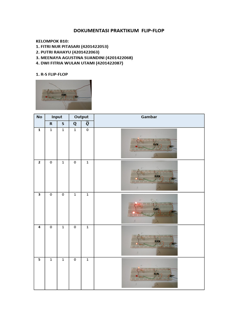 DOKUMENTASI PRAKTIKUM FLIP-FLOP KELOMPOK B10 | PDF | Digital Electronics | Computer Data