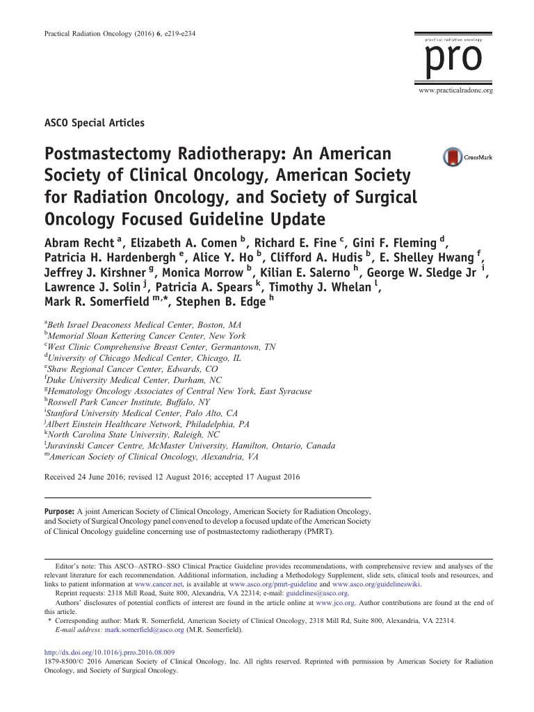 Postmastectomy Radiotherapy ASTRO Guideline | PDF | Mastectomy | Breast ...