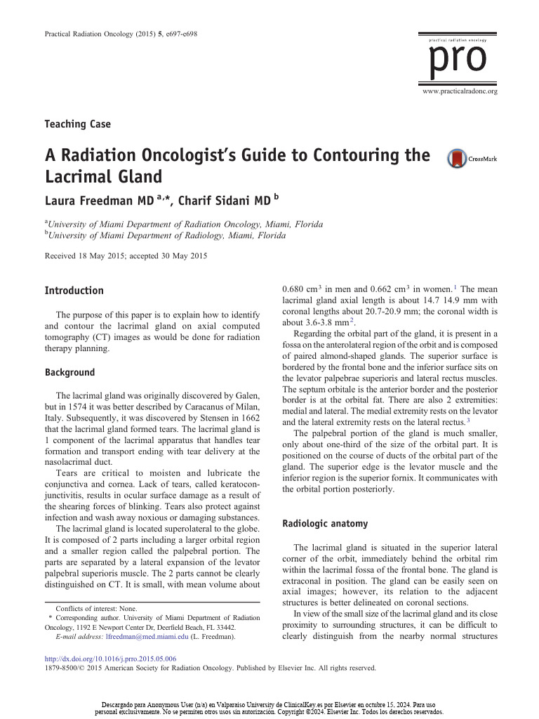 A Radiation Oncologist's Guide To Contouring The Lagrmal Gland | PDF ...