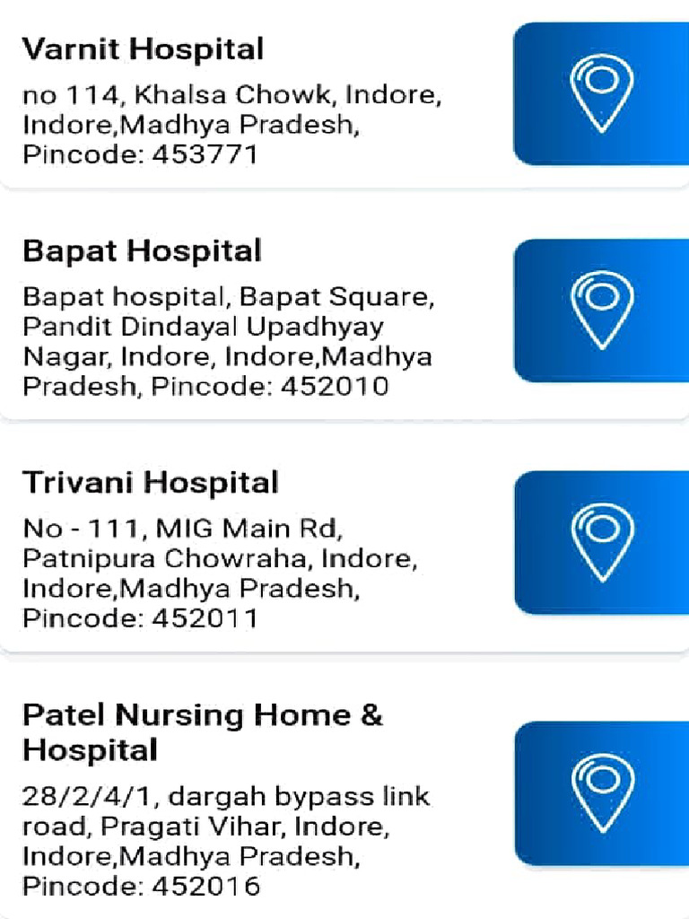 Indore Hospital Directory and Pincodes | PDF