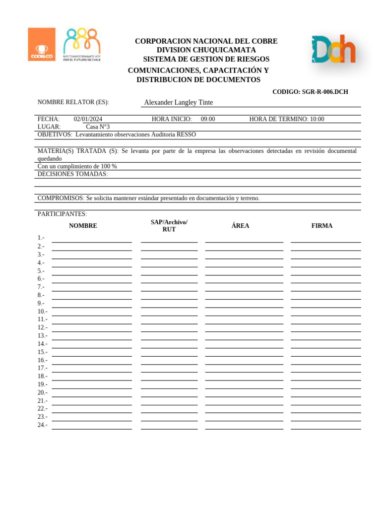 6.-SGR-R-006. - Codelco | PDF