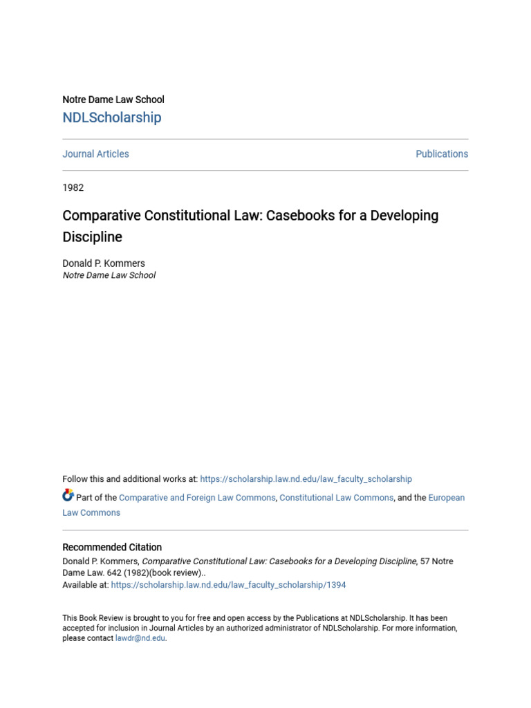 Comparative Constitutional Law - Casebooks For A Developing Discip ...