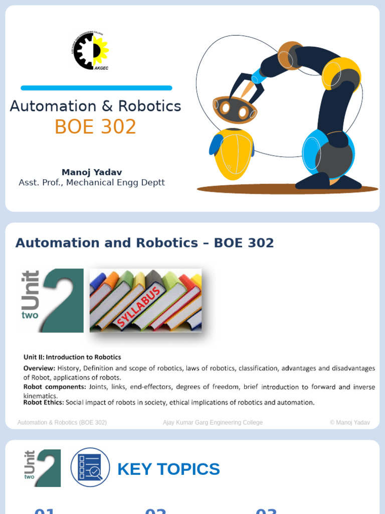 Unit 2 - Introduction To Robotic | PDF | Robot | Robotics
