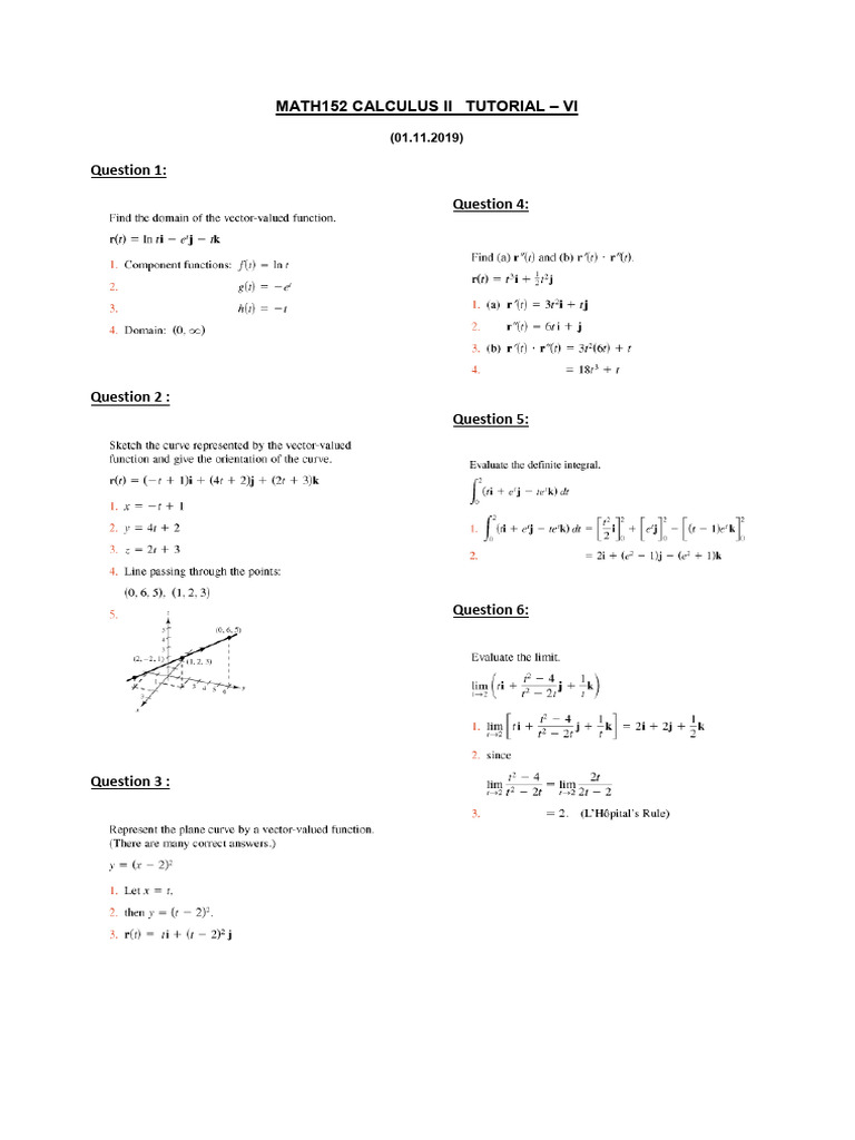 Math 152 Tutorial 6 | PDF