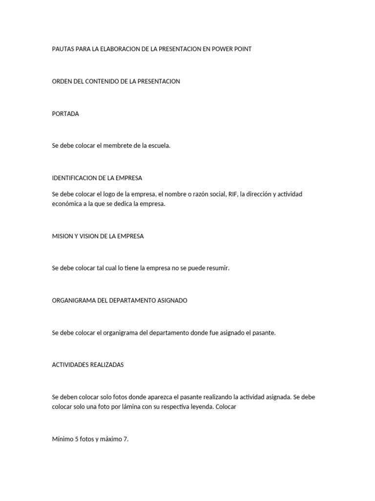 Pautas para La Elaboracion de La Presentacion en Power Point | PDF
