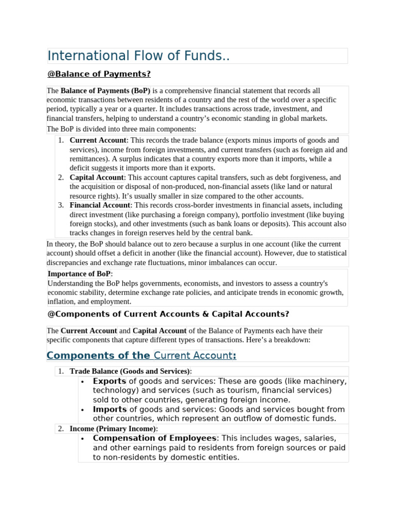 International Flow of Funds | PDF | Capital Account | Balance Of Payments