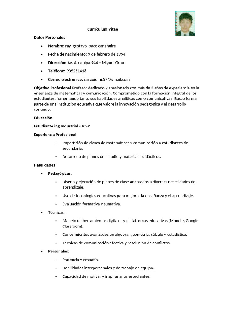 Currículum Vitae - RAY | PDF