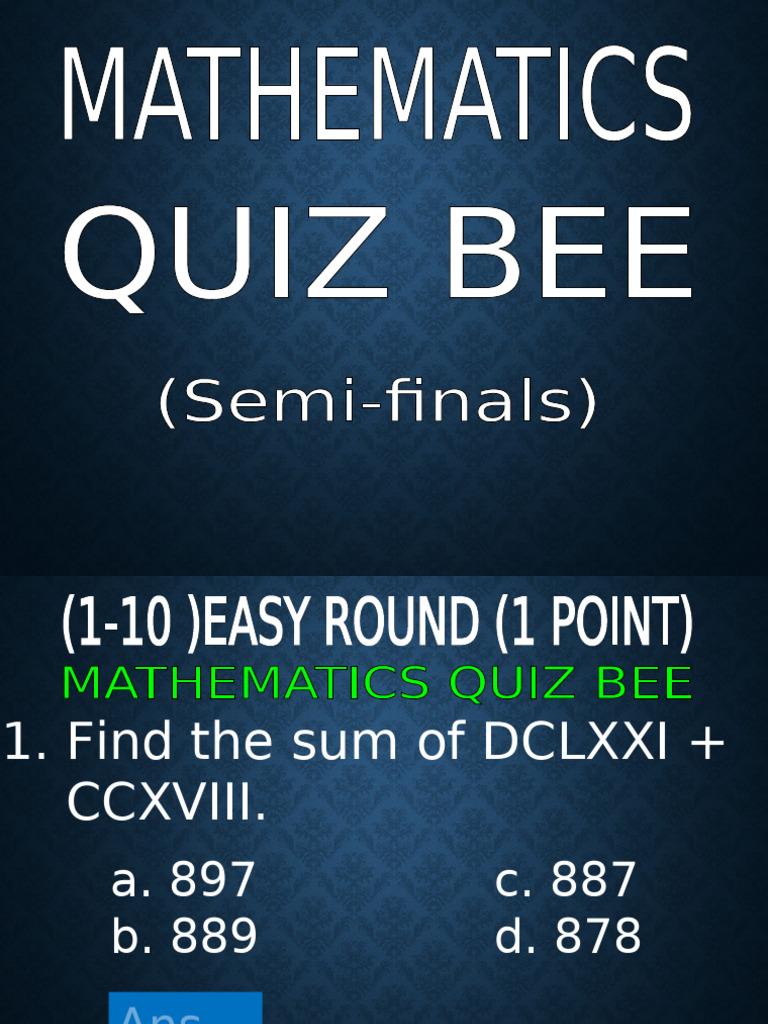 G5 semi Math Quiz Bee | PDF