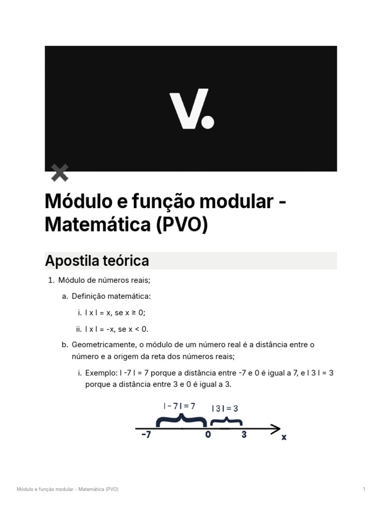 Apostila e Questões Sobre Módulo e Função Modular | PDF | Teoria dos ...