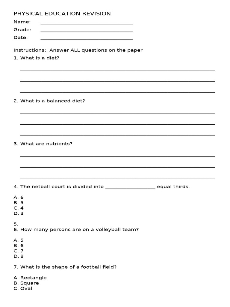 Physical Education Revision | PDF