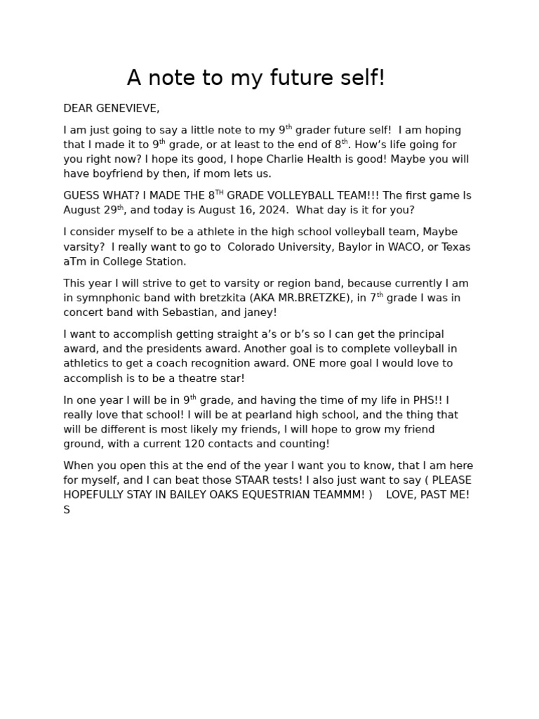 A Note To My Future Self | PDF