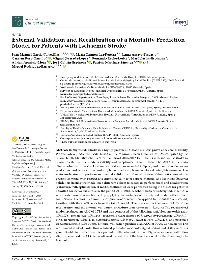 2023 - External Validation Stroke Model | PDF | Receiver Operating Characteristic | Stroke