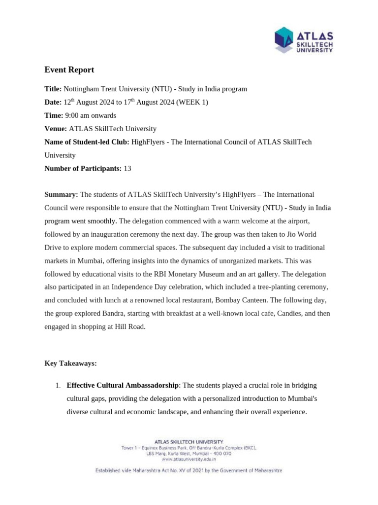 Nottingham Trent University (NTU) - Study in India Program (NAAC Format ...