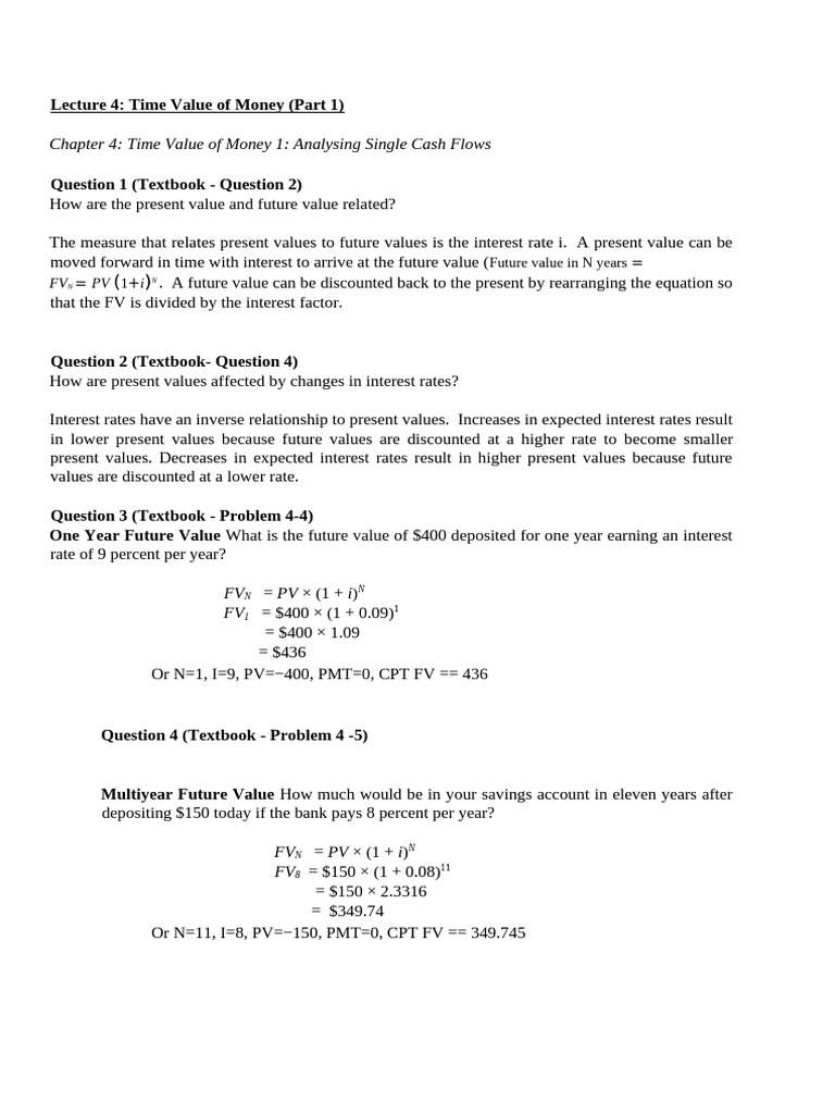 T4 Time Value of Money (P1) (Ch 4) A | PDF | Present Value | Time Value Of Money