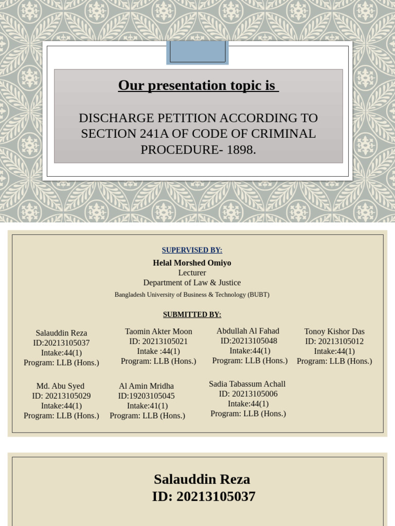 Group Presentation Section 241A | PDF | Criminal Procedure In South Africa | Burden Of Proof (Law)