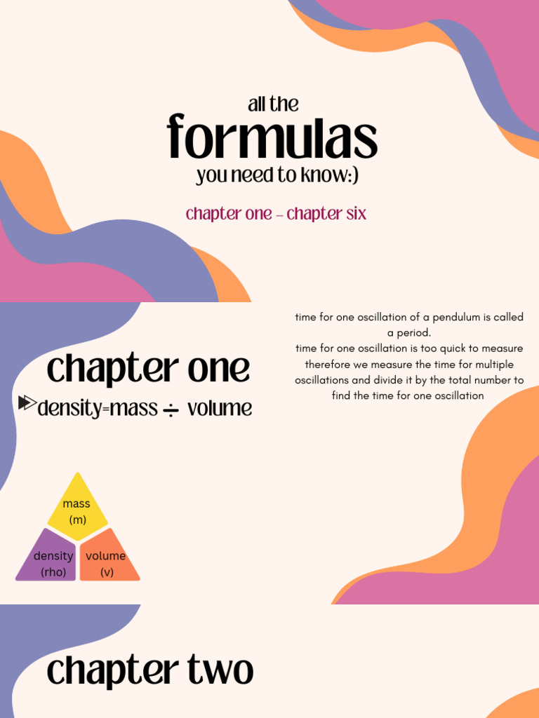 Physics Formulas - Gr9 - Term-1 | PDF | Force | Mass