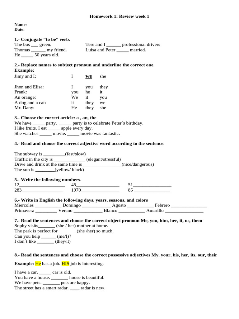 Homework Review Week1 | PDF