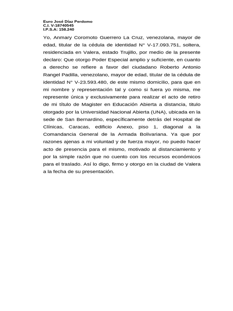 Poder Especial Anmary Guerrero | PDF