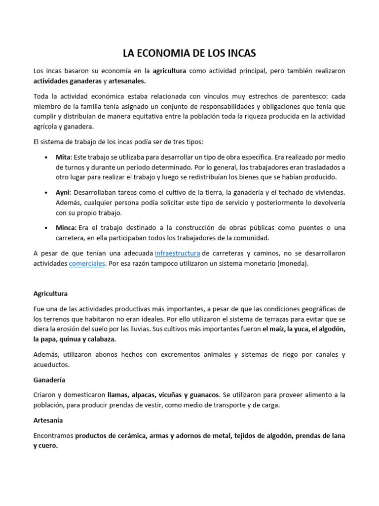 La Economia de Los Incas | PDF