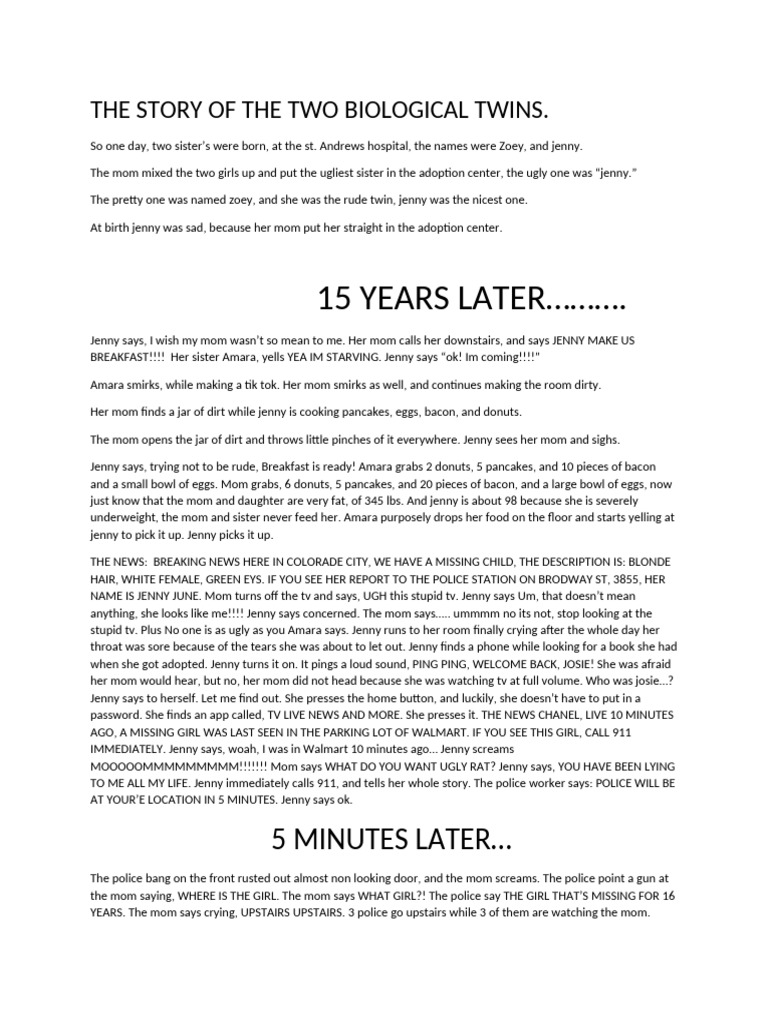 THE STORY OF THE TWO BIOLOGICAL TWINS | PDF