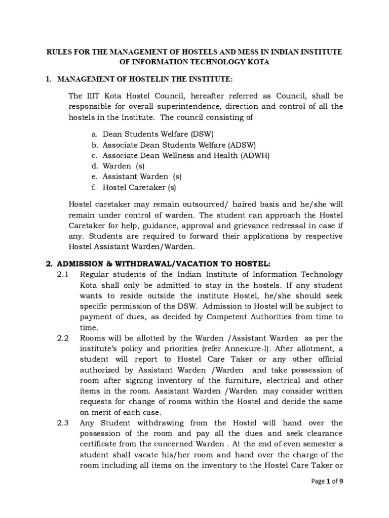 Hostel and Mess Rule - Students | PDF | Pardon
