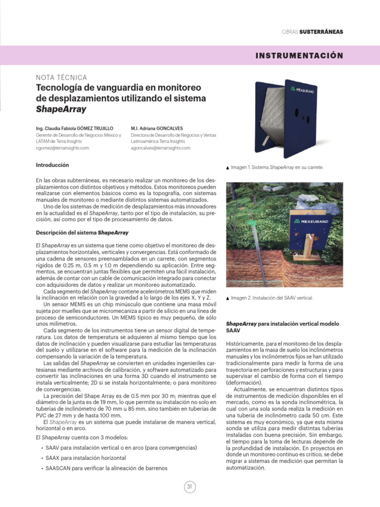 OS42 - Instrumentacion SHAPEARRAY | PDF | Tránsito rápido | Túnel