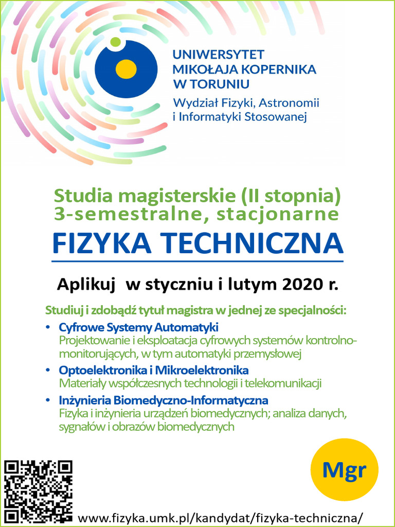 2019 Technical Physics at Nicolaus Copernicus University Advert-Leaflet ...