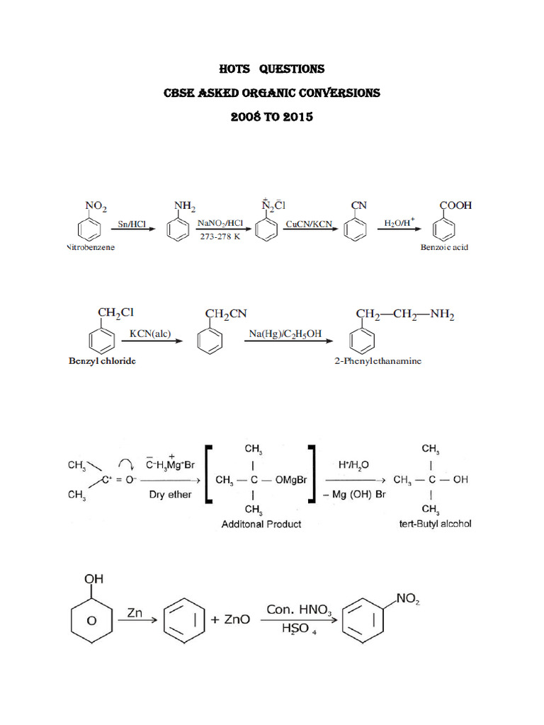 organic chem-imp conversions reactions | PDF