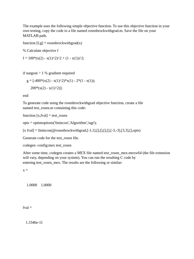 The Example Uses The Following Simple Objective Function | PDF