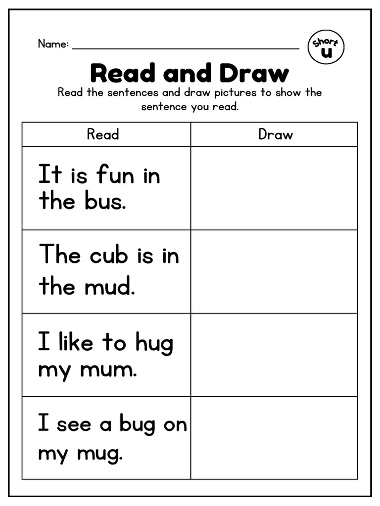 Short U CVC Read and Draw English Worksheet | PDF | Grammar | Linguistics