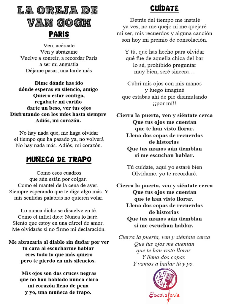 Letra La Oreja de Van Gogh | PDF