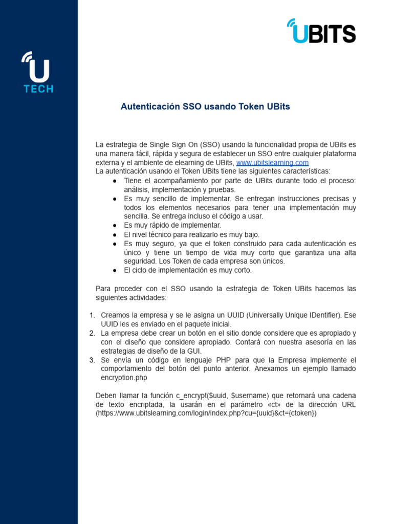 Tech SSO Usando Token UBits v1.1 | PDF | Lenguaje de programación ...
