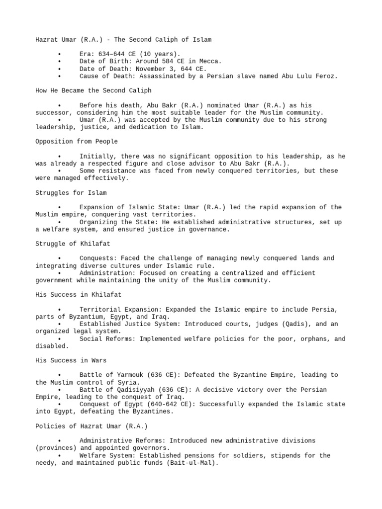 Hazrat Umar | PDF | Umar | Caliphate