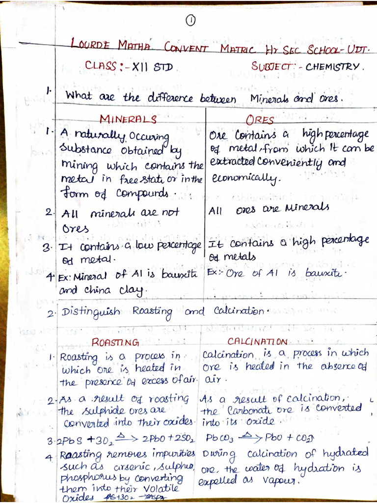 Class 12 Differences | PDF