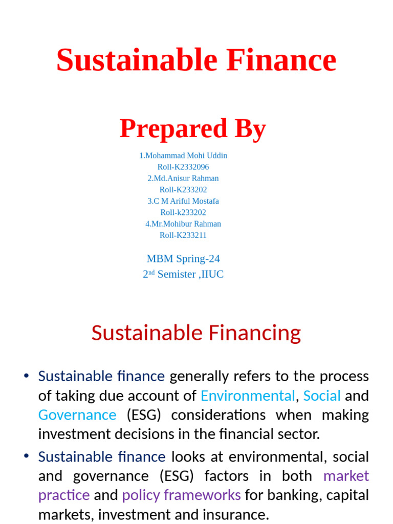 Assignment On Sustainable Finance-1 | PDF | Sustainability | Waste Management