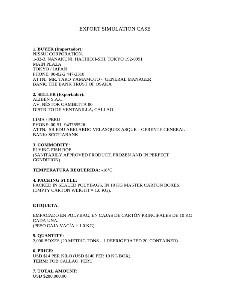 Export Simulation Flying Fish Roe Deal Pdf