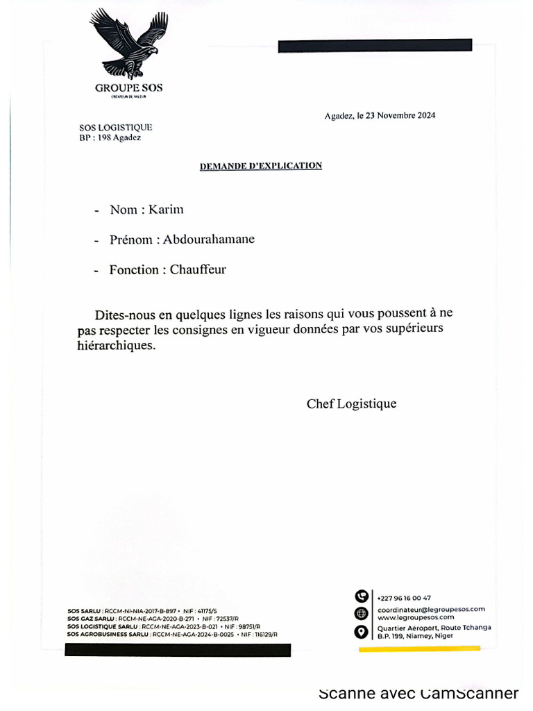 Demande D'explication Papa | PDF