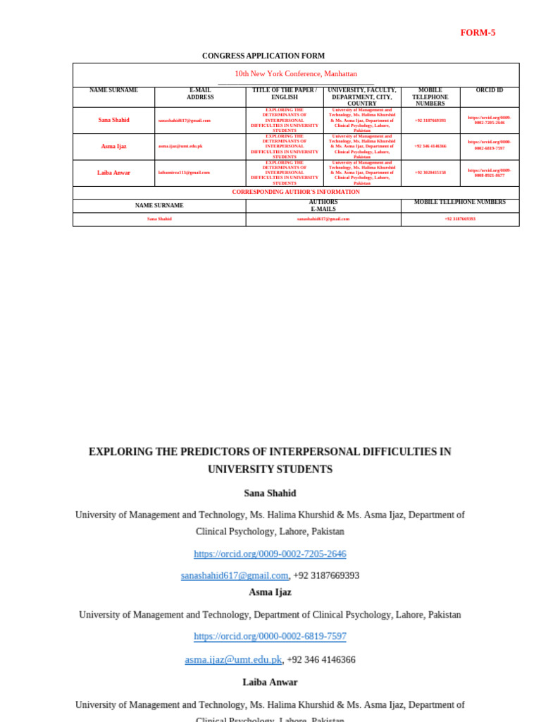 Abstract For Congress-1 | PDF | Extraversion And Introversion | Interpersonal Communication