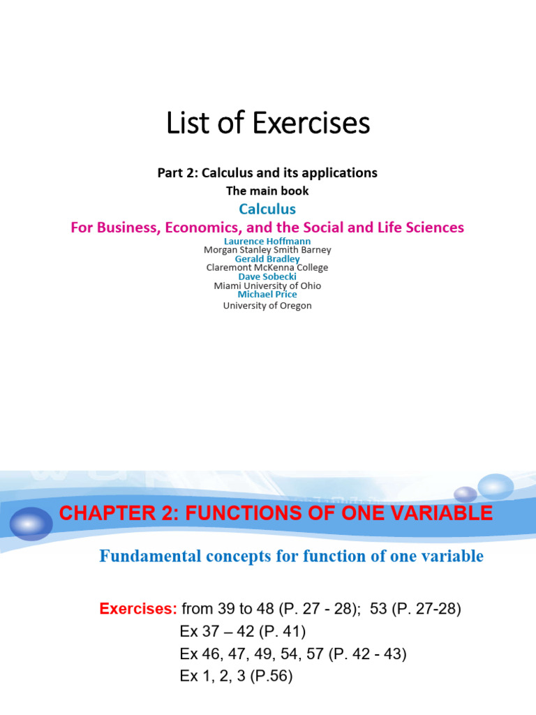Exercises of Cal | PDF | Integral | Calculus