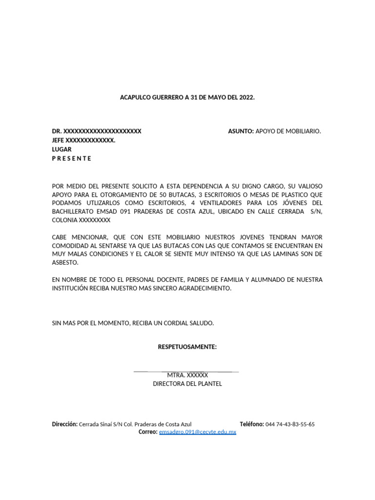 Oficio Apoyo Butacas | PDF