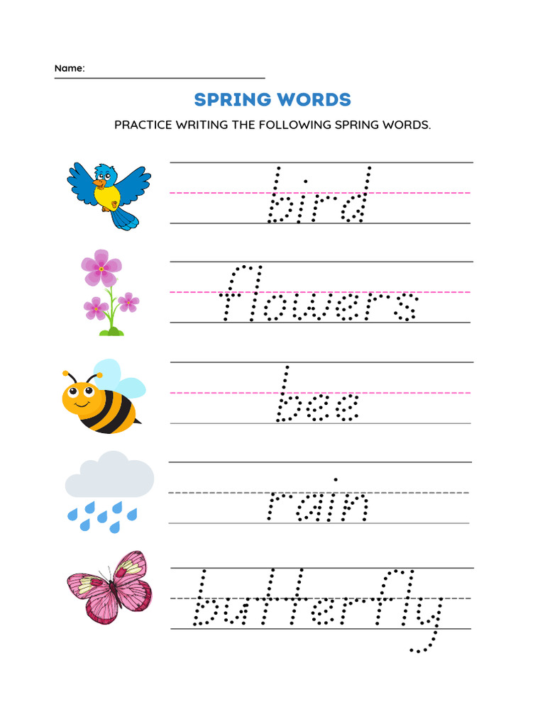 Spring Tracing Words | PDF