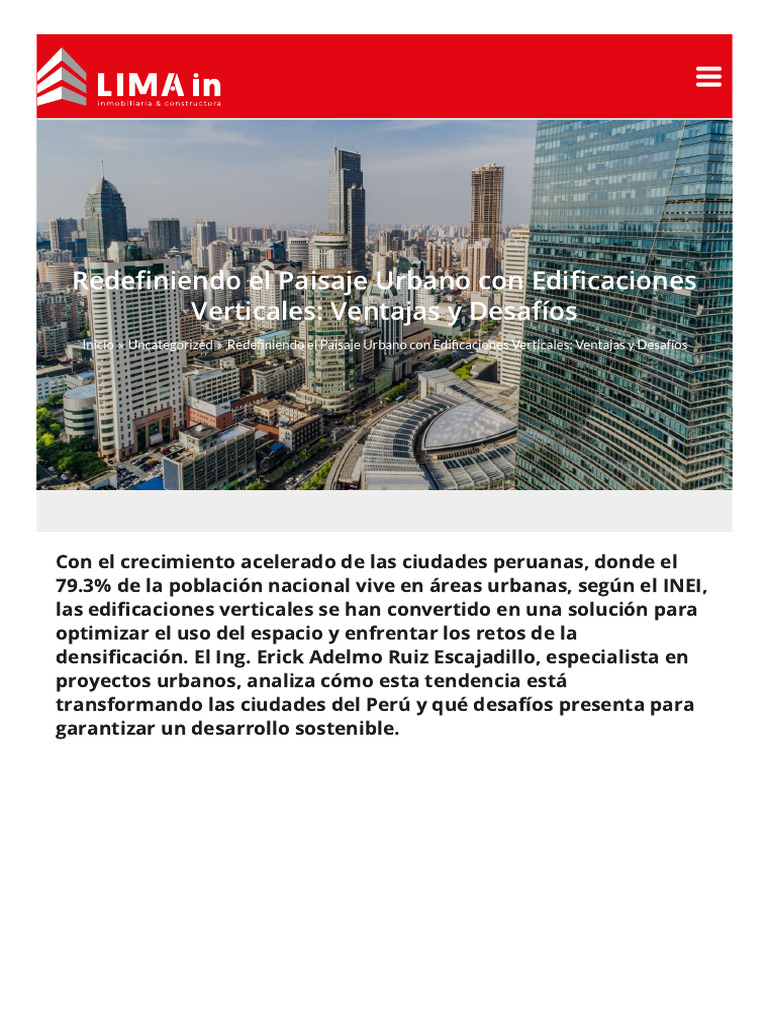 Redefiniendo El Paisaje Urbano Con Edificaciones Verticales_ Ventajas y Desafíos - Lima In | PDF ...