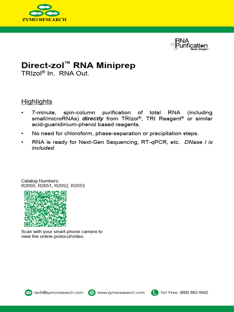 Protocols r2050 r2051 r2052 r2053 Direct-Zol Rna Miniprep PDF | PDF ...