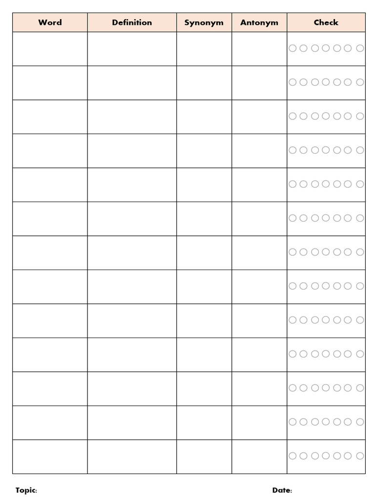 Vocabulary Checklist2 | PDF