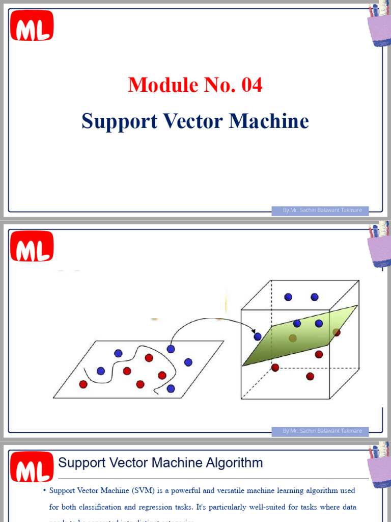 ML Module No 04.Pptx | PDF | Support Vector Machine | Machine Learning