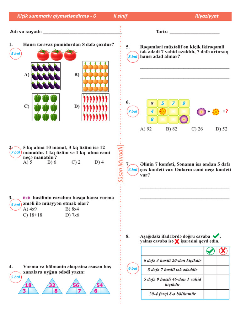 Riyaziyyat KSQ 6 - 2ci Sinif | PDF
