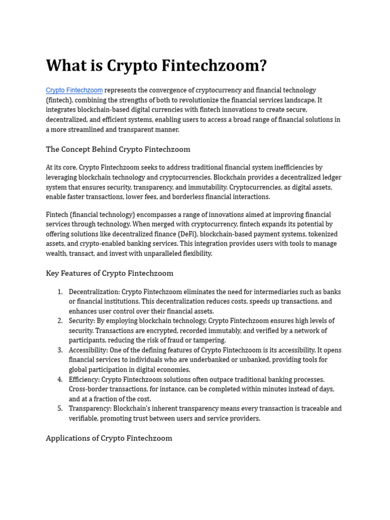 What is Crypto Fintechzoom | PDF | Cryptocurrency | Banks