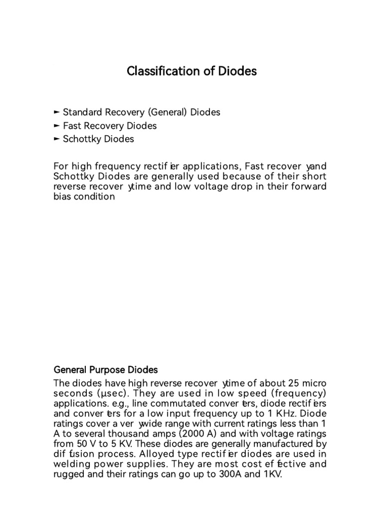 Types and Uses of Diodes Explained | PDF