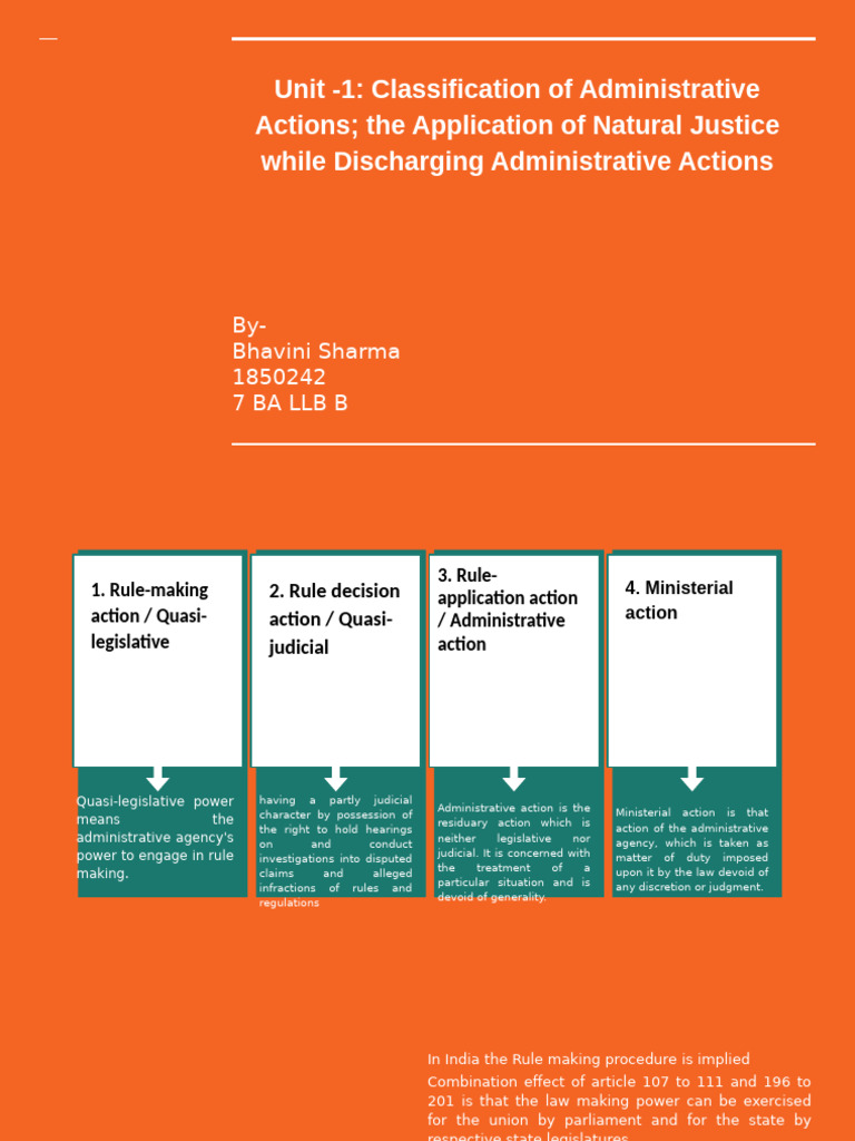Unit -1_ Classification of Administrative Actions_ the Application of Natural Justice While ...
